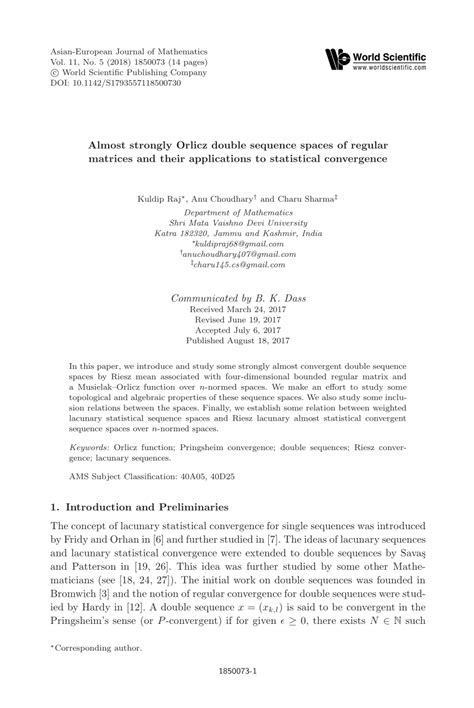 Pdf Almost Strongly Orlicz Double Sequence Spaces Of Regular Matrices And Their Applications