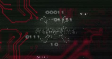 Image Of Interference Over Skull Icon Data Processing And Computer