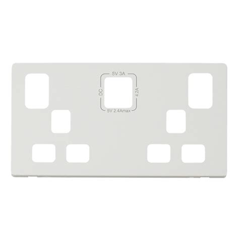 Click Definity Metal White 2 Gang 13a Switched Safety Shutter Socket With Type A And C Usb 4 2a