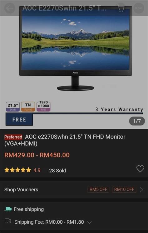 Aoc E2270sw Computers Tech Parts Accessories Monitor Screens On Carousell