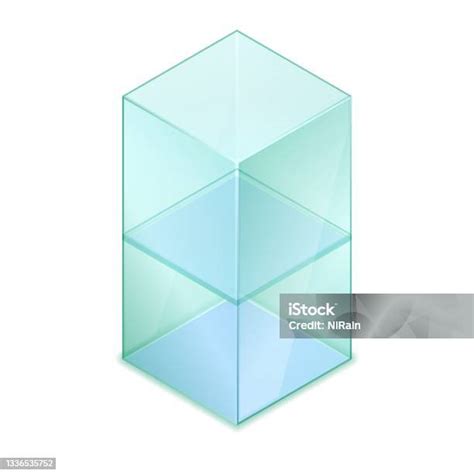흰색 배경에 격리된 등색 벡터 일러스트레이션 빈 유리 큐브입니다 사실적인 유리 디스플레이 상자 아이콘 모던 한 투명 유리 쇼케이스 전시용 투명 아크릴 플라스틱 또는 플렉시