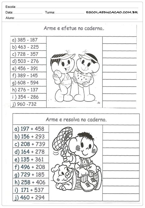 Atividades De Somar E Subtrair Turma Da M Nica Escola Educa O