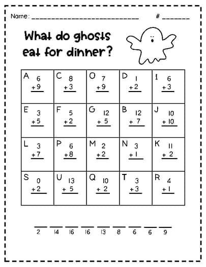 Halloween Math Jokes Addition To 20 Math Jokes Halloween Math Math