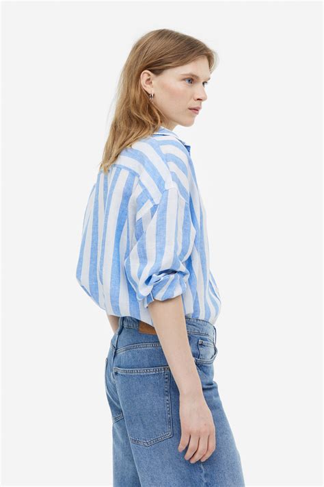 เสื้อเชิ้ตผ้าลินินทรงโอเวอร์ไซส์