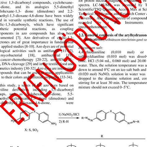 Synthesis Of Bis Azo Compounds 1 6 Bis Azo Bileşiklerinin Sentezi1