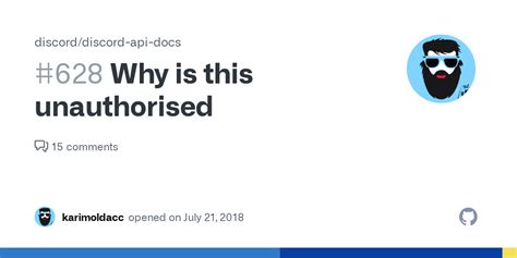 Why Is This Unauthorised Issue Discord Discord Api Docs GitHub