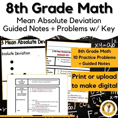 8th Grade Math Mean Absolute Deviation Guided Notes And Practice With Key