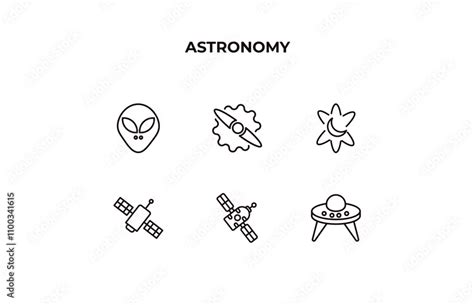 Fully Editable Outline Icon Collection From Astronomy Concept Thin Line Icons Set Such As