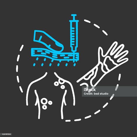 피부과 종양학 분필 Rgb 색상 분필 Rgb 색상 개념 아이콘입니다 피부암 인식 피부염 두드러기 인간의 건강 관리 아이디어 검은 배경에 벡터 격리 칠판 그림 개념에 대한
