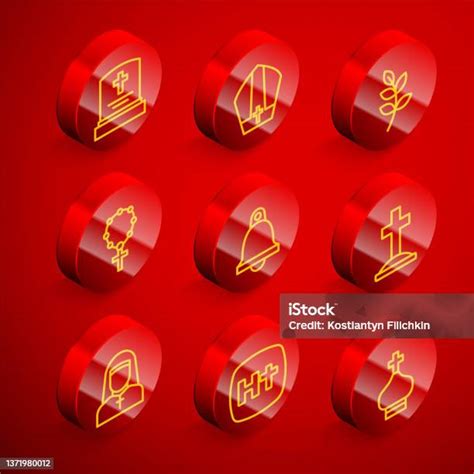 삭제 표시 교황 모자 버드 나무 잎 묵주 구슬 종교 교회 종 십자가 수녀와 기독교 아이콘과 세트 라인 무덤 벡터 0명에 대한