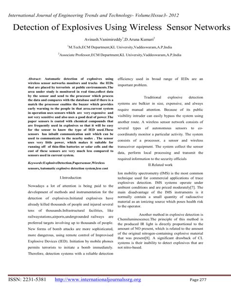 Detection Of Explosives Using Wireless Sensor Networks