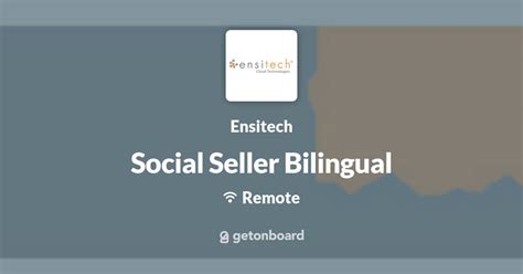 Social Seller Bilingual At Ensitech Remote Work From Home Get On
