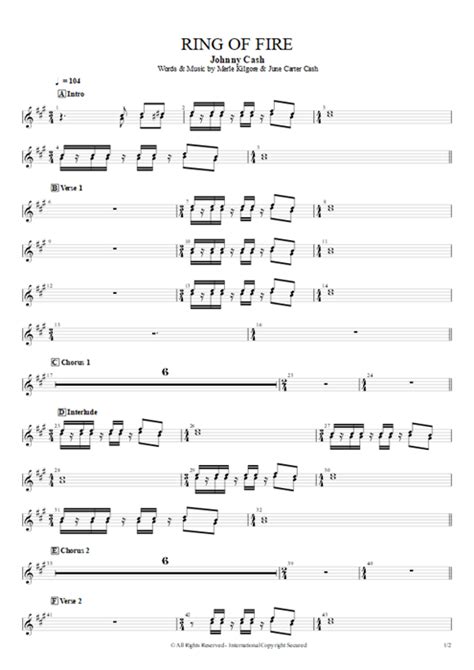 Ring Of Fire Tab By Johnny Cash Guitar Pro Full Score Mysongbook