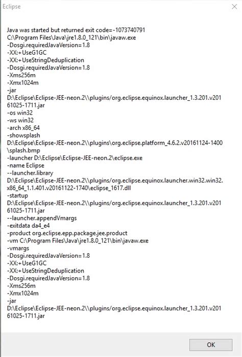 Eclipse Neon Stopped With Exit Code 1073740791 Stack Overflow