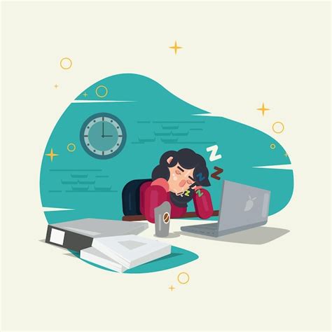Mujer Sueño En El Lugar De Trabajo Vector Vector Premium