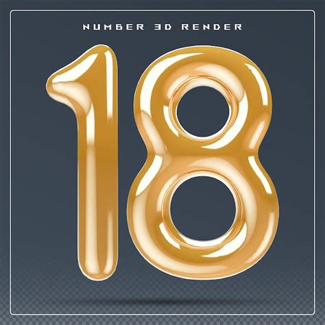 Premium Psd Gold 3d Number 18