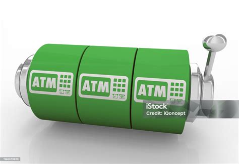 atm automated teller machine bank withdraw slot machine spin wheels 3d