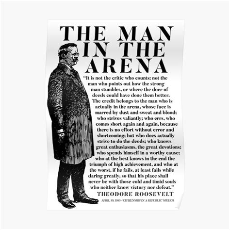 Theodore Roosevelt Man In The Arena Speech Poster For Sale By