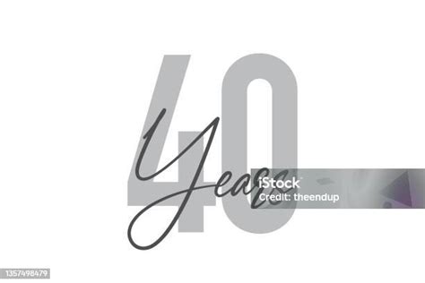 회색 색상의 톤에 40 년이라는 말의 현대적이고 간단하고 최소한의 타이포그래피 디자인 시원하고 도시적이며 트렌디하고 장난기 넘치는 그래픽 벡터 아트 40에 대한 스톡 벡터