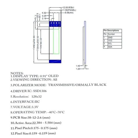 0 91 Monochrome 128x32 Spi Oled Graphic Display Module Manufacturer