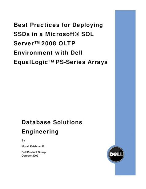 pdf best practices for deploying ssds in a microsoft® sql · pdf filebest practices for