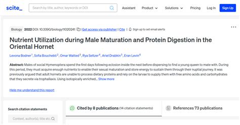 Citation Report Nutrient Utilization During Male Maturation And