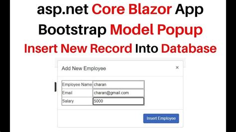 Blazor Net Core App Show Modal Popup Insert Data Youtube