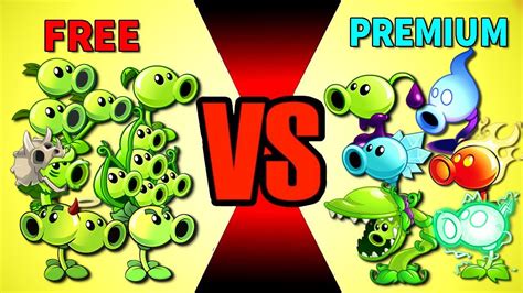All Pea Team Free Vs Premium Plants Normal And Power Up Who Will Win
