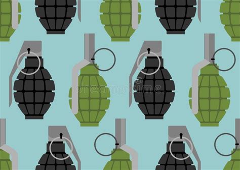 Hand Grenade Seamless Pattern Military Munition Texture Stock Vector