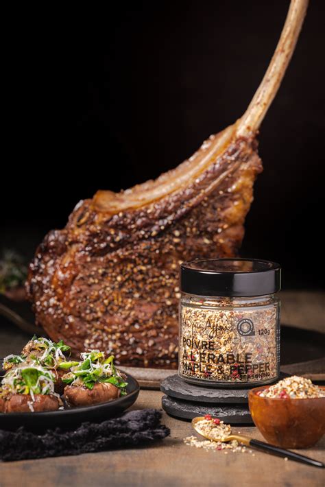 Maple And Pepper Grilled Tomahawk And Stuffed Mushroom