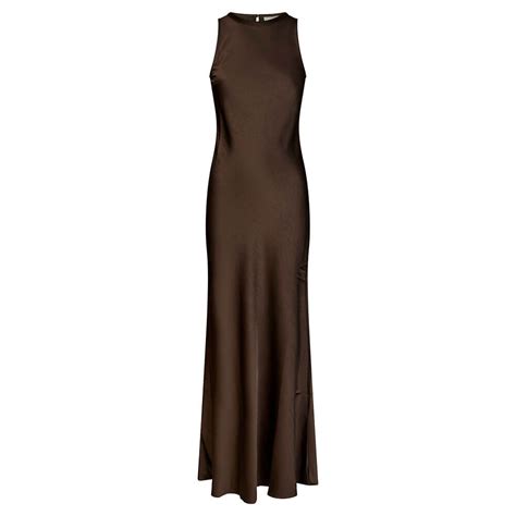 Neo Noir Celine Heavy Sateen Dress Dark Brown Happyhunting