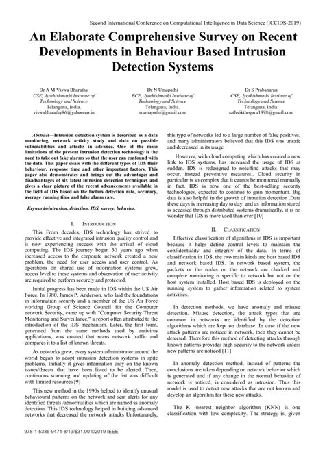 Pdf An Elaborate Comprehensive Survey On Recent Developments In Behaviour Based Intrusion