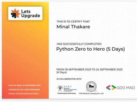 Minal Thakare On Linkedin Hey Everyone I Am Excited To Share That I Have Completed The Python