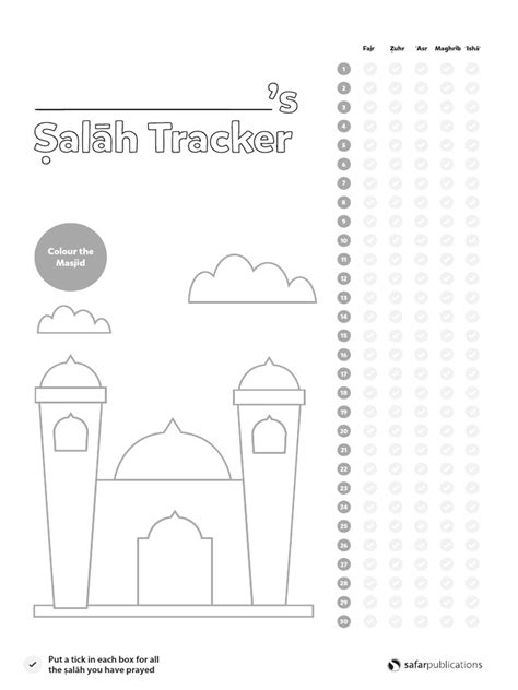 Monthly Salah Tracker Colouring Sheet Pdf