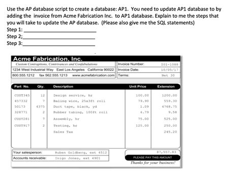 Use The Ap Database Script To Create A Database Ap1