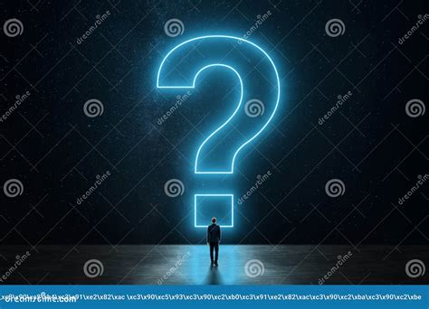 A Business Man In A Suit Standing In Front Of A Huge Question Mark The Concept Of Solving A