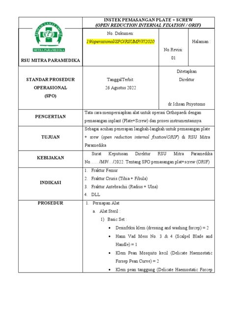Spo Fraktur Tibia Orif Ari Sofi R Pdf