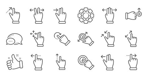 터치 스크린 제스처 라인 아이콘입니다 손으로 스 와이프 슬라이드 제스처 멀티 태스킹 선형 세트입니다 벡터 고급에 대한 스톡 벡터 아트 및 기타 이미지 Istock