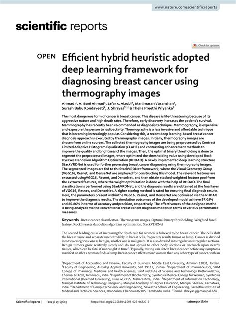 Pdf Efficient Hybrid Heuristic Adopted Deep Learning Framework For Diagnosing Breast Cancer