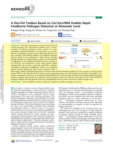 Pdf A One Pot Toolbox Based On Cas12acrrna Enables Rapid Foodborne