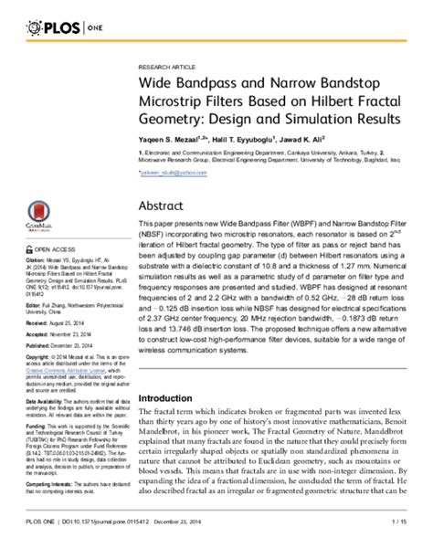Wide Bandpass And Narrow Bandstop Microstrip Filters Based On Hilbert Fractal Geometry Design