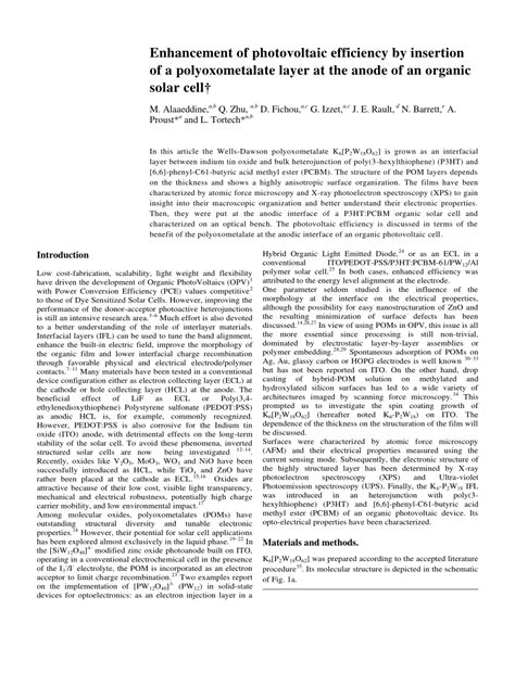 Pdf Enhancement Of Photovoltaic Efficiency By Insertion Of A