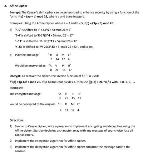 Solved Affine Cipher Encrypt The Caesar S Shift Cipher Chegg Com