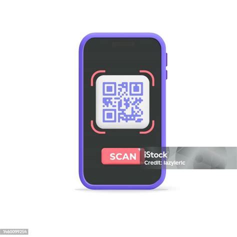 어두운 스마트 폰 화면에서 Qr 코드 스캔 모바일 앱 모형 템플릿 디자인 그림 3차원 형태에 대한 스톡 벡터 아트 및 기타 이미지 3차원 형태 Qr코드 개념 Istock
