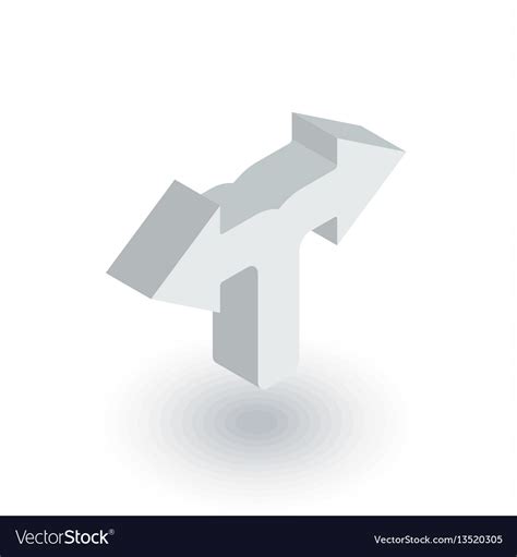Junction Separation Two Paths Ways Isometric Vector Image