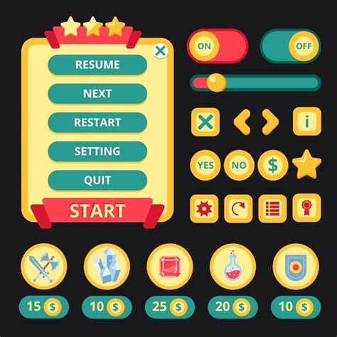 Premium Vector Golden Interface Game Buttons Ui Gui Elements