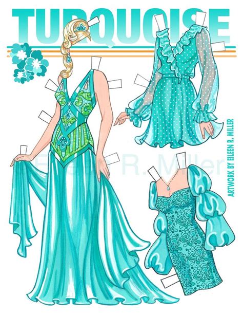Turquoise Paper Doll Etsy Artofit