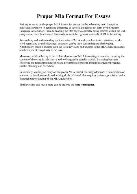 Proper Mla Format For Essayspdf