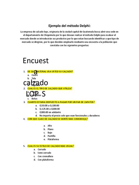 Ejemplo Del Método Delphi Pdf Calzado Business
