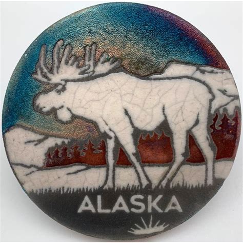 Moose Scene Alaska Raku Coaster Raku Raku Pottery Alaskan Artist